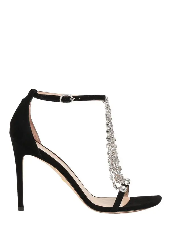 STUART WEITZMAN Stardust Crystal-embellished Suede Sandals - Black