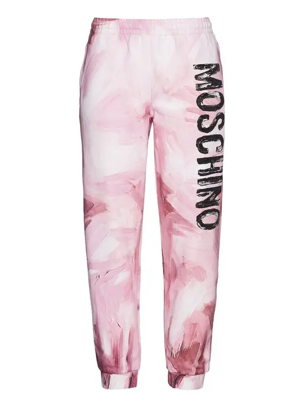 Moschino Printed French Cotton-terry Track Pants - Baby Pink