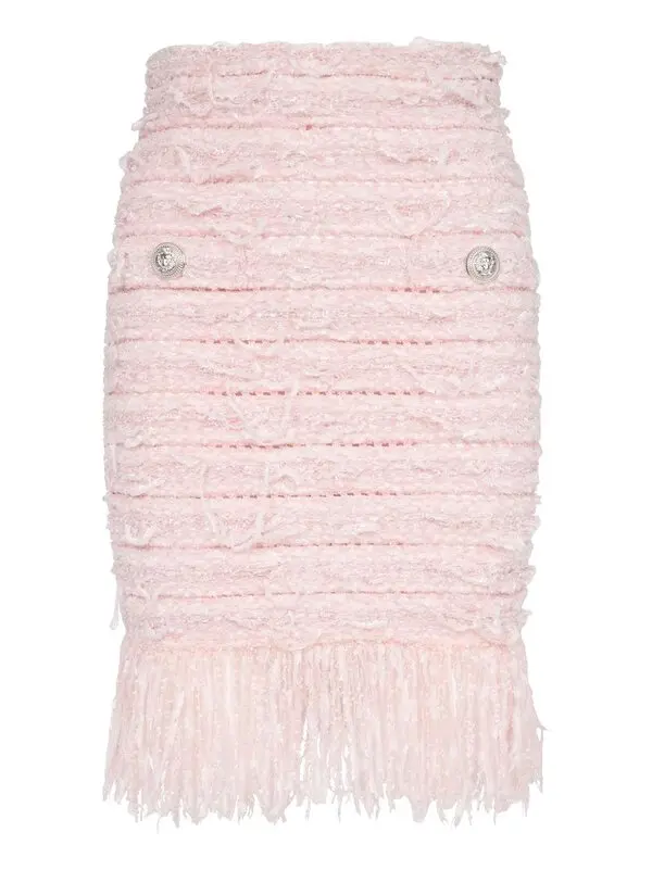 Balmain Tweed Pencil Knee-length Skirt - Pink