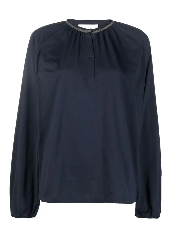 Fabiana Filippi Bead-embellished Cut-out Blouse - Blue