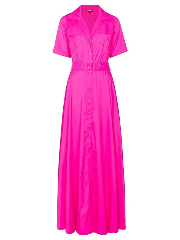 Staud Millie Maxi Shirt Dress - Pink