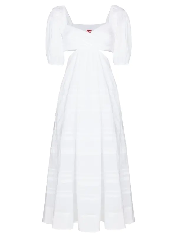 Staud Cut-out Tiered Midi Dress - White