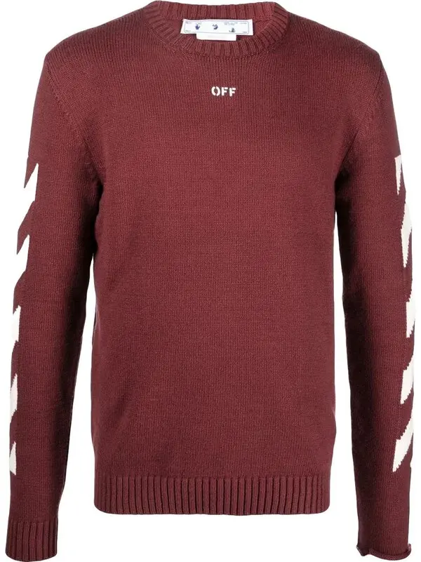Off-White Arrow-knit Crew Neck Jumper - Red