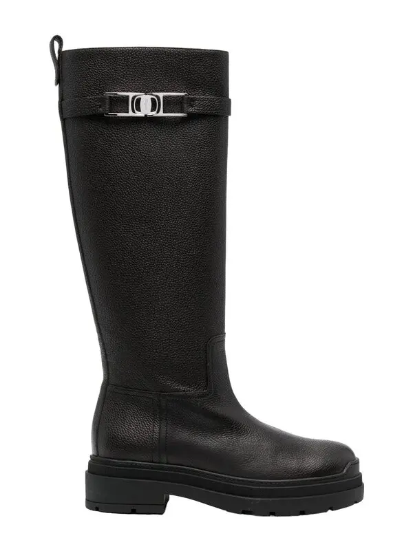 FERRAGAMO Ryder Knee-length Leather Boots - Black