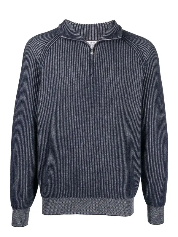 Brunello Cucinelli Ribbed-knit Cashmere Jumper - Blue