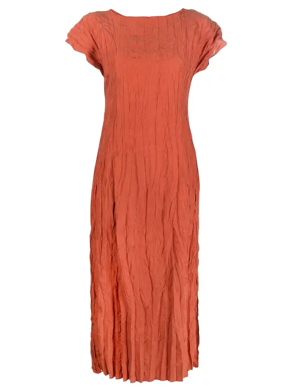 TOTÊME Crinkled Cap-sleeve Silk Dress - Orange