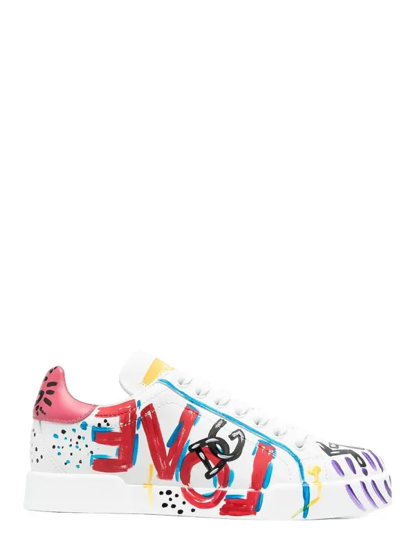 Dolce & Gabbana Portofino Painted Sneakers - White