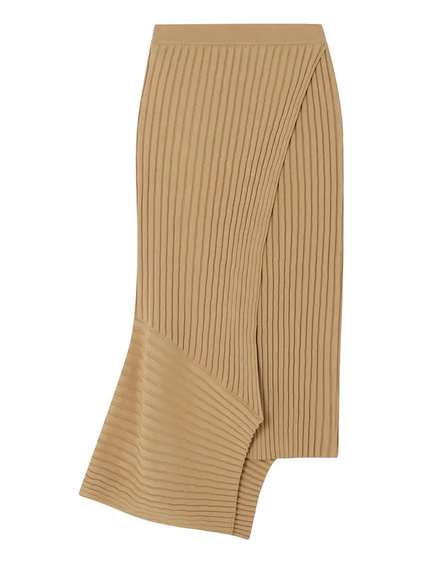 Stella McCartney Asymmetric Ribbed Skirt - Neutrals
