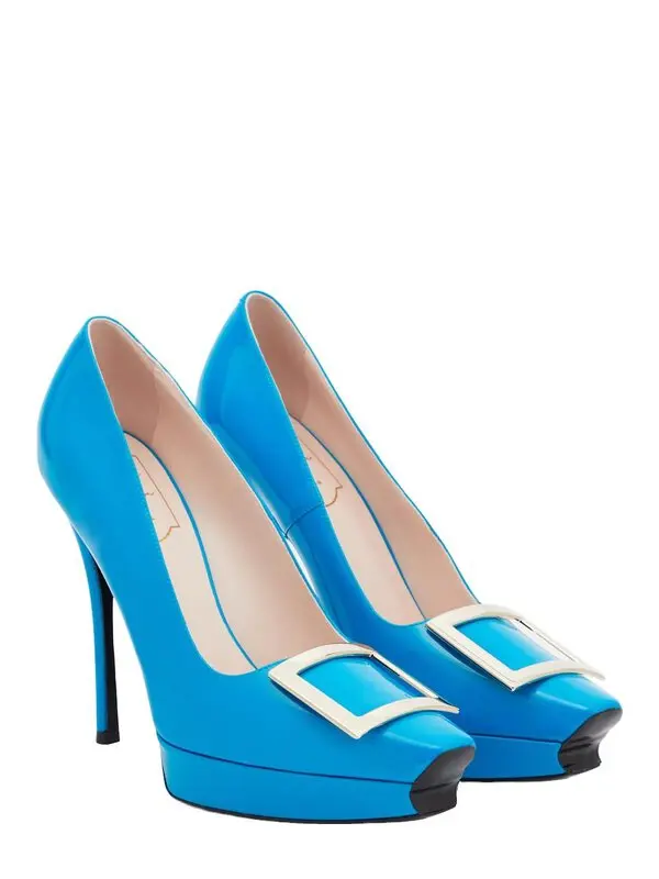 ROGER VIVIER Trompette Patent Leather Pumps - Blue