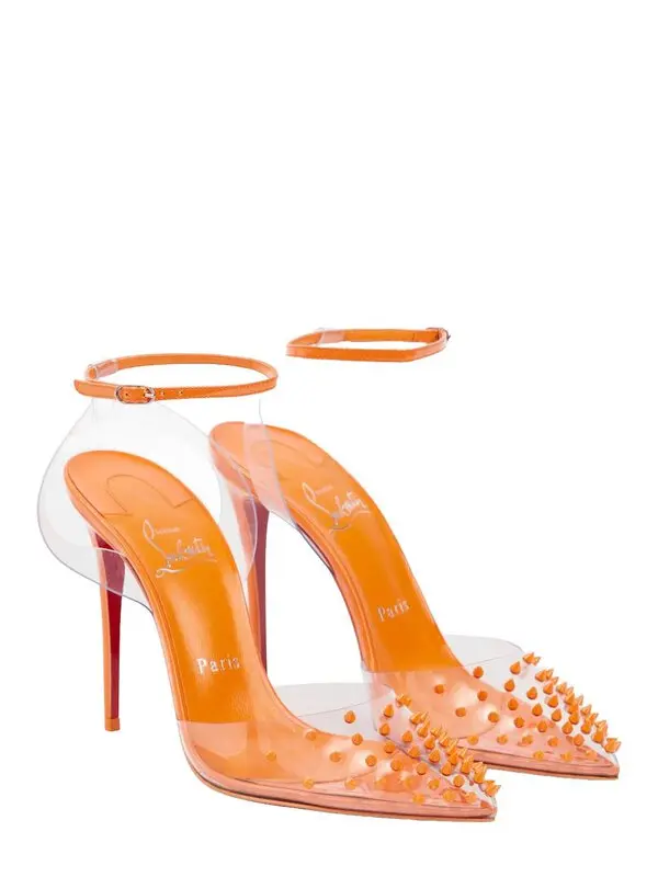 CHRISTIAN LOUBOUTIN Spikoo 100 Pvc And Leather Pumps - Orange