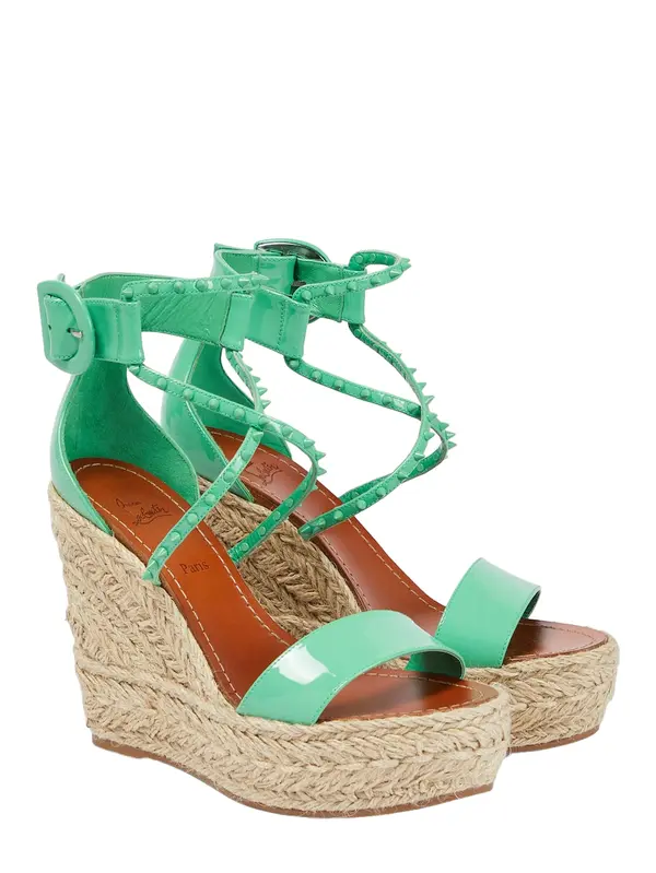 CHRISTIAN LOUBOUTIN Chocazeppa 120 Embellished Wedge Sandals - Green