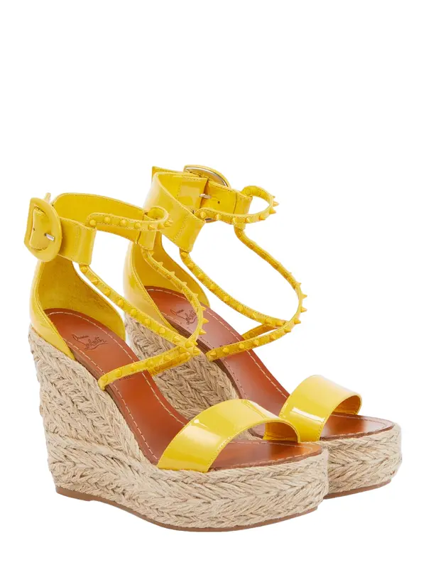 CHRISTIAN LOUBOUTIN Chocazeppa Spikes 120 Espadrille Wedges - Yellow