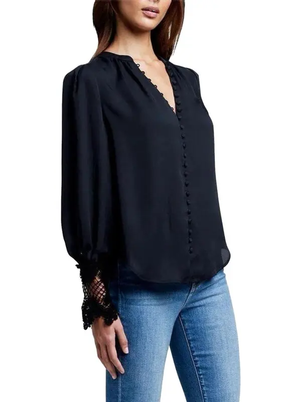 L & Apos;AGENCE L'agence Ava Lace-cuff Blouse - Navy