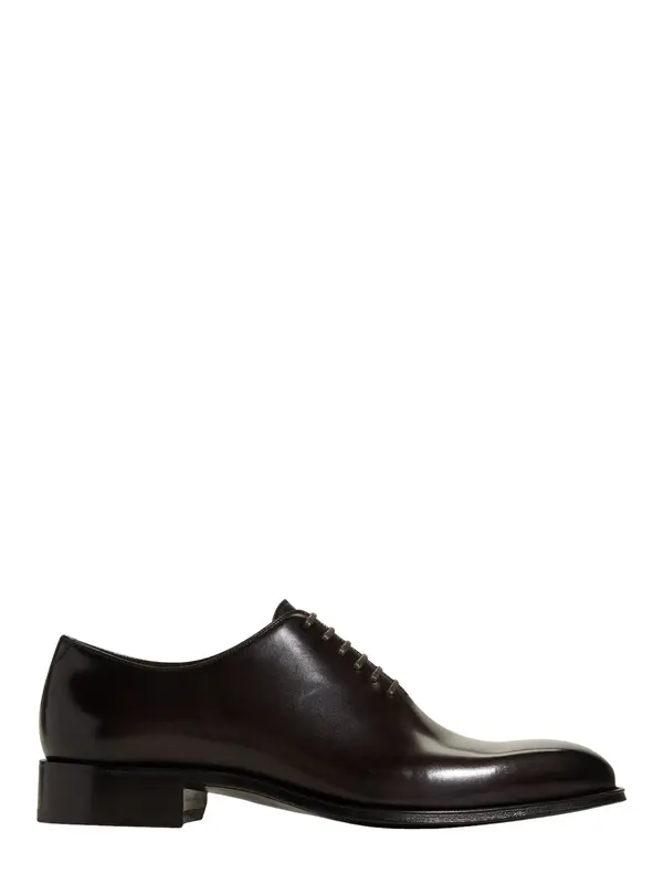 TOM FORD Claydon Burnished Leather Oxfords - Ebony