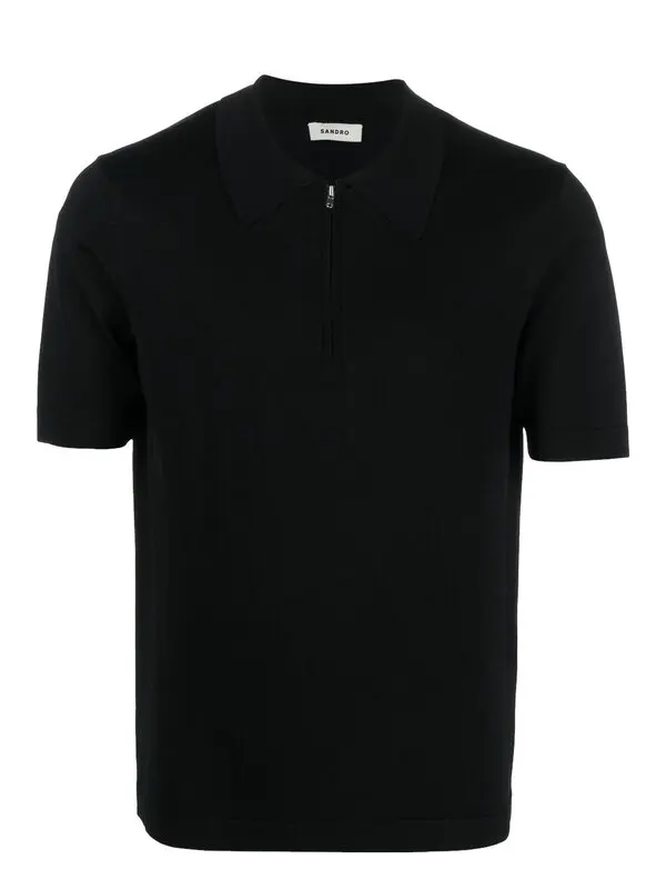 Sandro Half-zip Fastening Polo Shirt - Black
