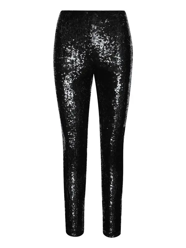 Oscar De La Renta Sequin-embellished High-waist Skinny Trousers - Black