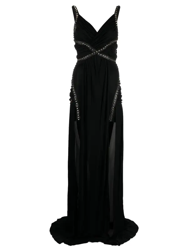 Philipp Plein Stud-detailed Floor-length Dress - Black