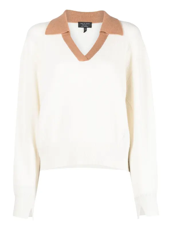 Rag & Bone Collared Cashmere Jumper - White