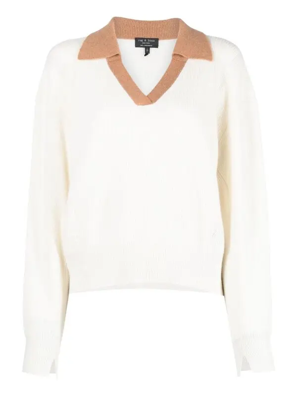 Rag & Bone Collared Cashmere Jumper - White