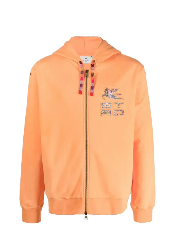 Etro Logo-debossed Zip-up Hoodie - Orange