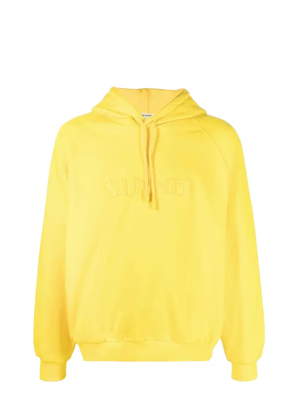 Sunnei Logo Drawstring Hoodie - Yellow