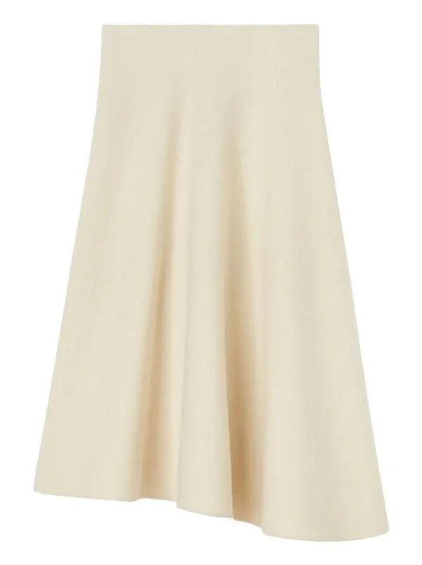 JIL SANDER Fluted A-line Wool Skirt - White