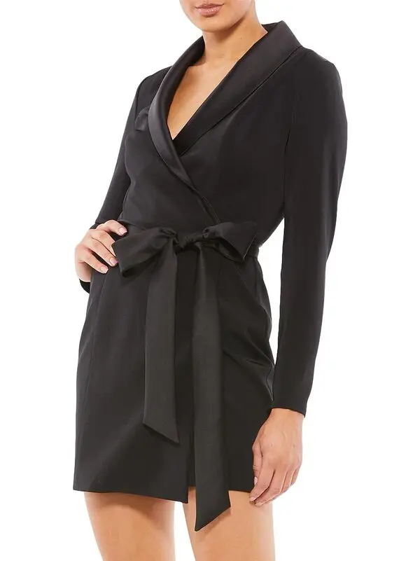 Mac Duggal Ieena Tuxedo Mini Dress - Black