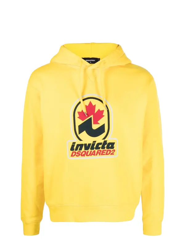 Dsquared2 Invicta-print Logo Hoodie - Yellow
