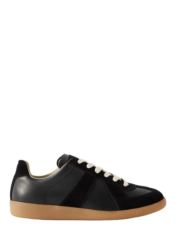 MAISON MARGIELA Replica Leather And Suede Sneakers - Black