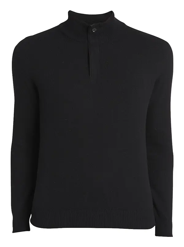 Zegna Cashmere Quarter-zip Pullover - Black Solid