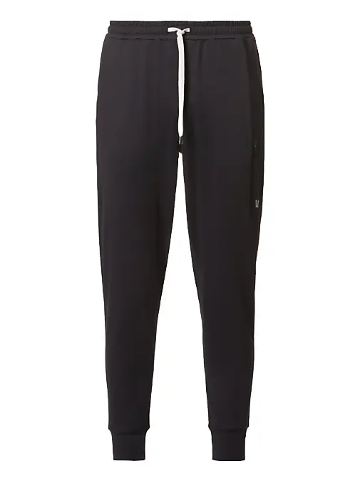 Vuori Sunday Brand-print Stretch-jersey Jogging Bottoms - Black