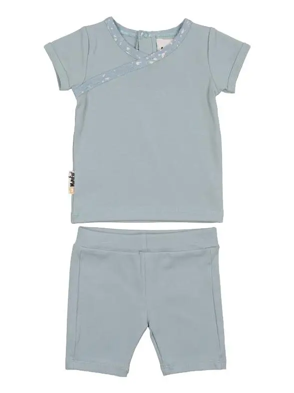 MANIÈRE Cotton Blend T-shirt & Shorts Set - Powder Blue
