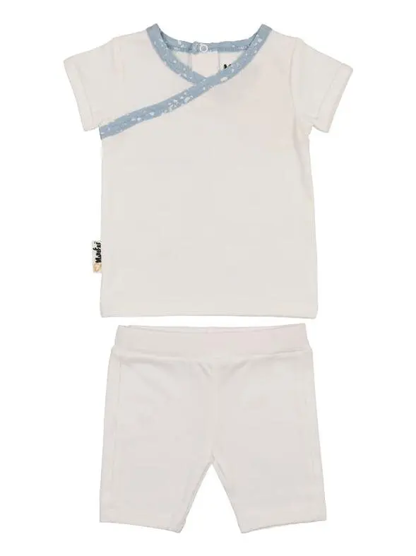 MANIÈRE Cotton Blend T-shirt & Shorts Set - White/powder Blue
