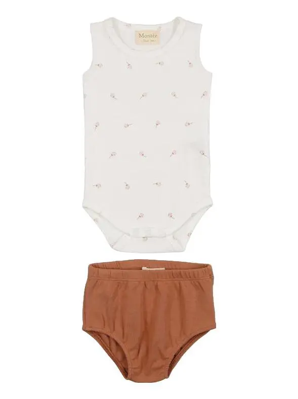 MANIÈRE Cotton Tank Top & Bloomers Set - Camel