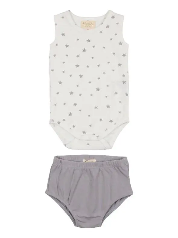 MANIÈRE Cotton Tank Top & Bloomers Set - Grey