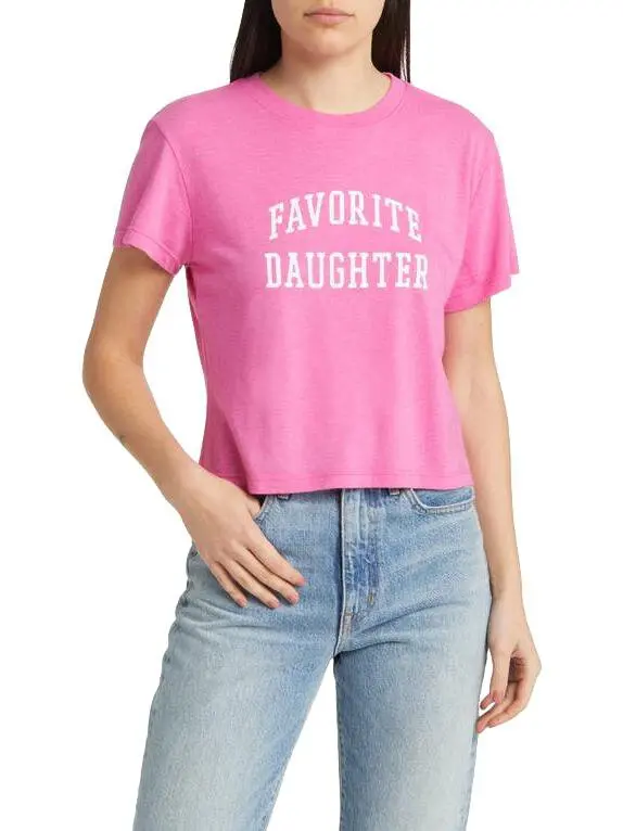 FAVORITE DAUGHTER Collegiate Crop Graphic T-shirt - Deep Rose