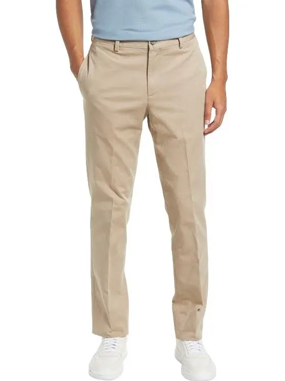 Berle Charleston S Trim Fit Cotton Twill Chinos - Khaki
