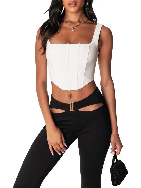 EDIKTED Isla Corset Crop Top - White