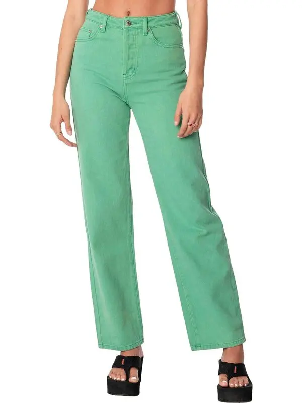 EDIKTED Willa High-waist Wide-leg Jeans - Green