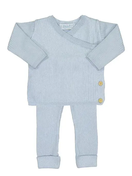 FELTMAN BROTHERS Knit Wrap Sweater & Pants Set - Powder Blue