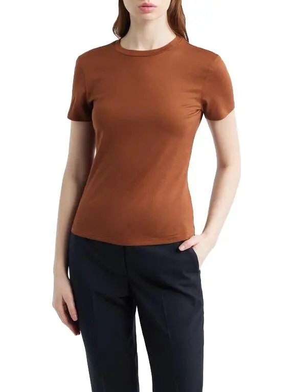 Theory Tiny Apex Organic Pima Cotton T-shirt - Caramel