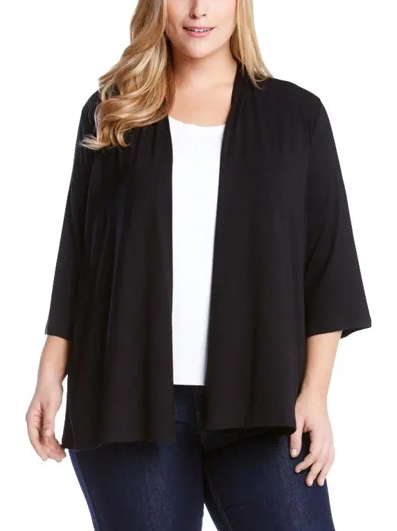 Karen Kane Open Front Jersey Cardigan - Black