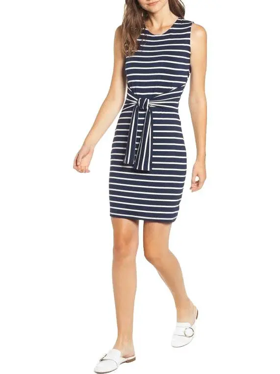 Amour Vert Tie Waist Body-con Dress - Basque Stripe