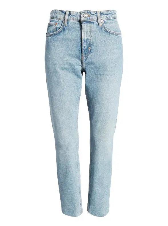 Topshop High-waist Straight-leg Jeans - Light Blue