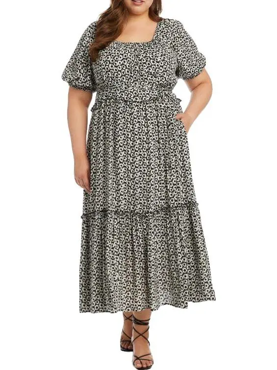 Karen Kane Puff Sleeve Maxi Dress - Floral