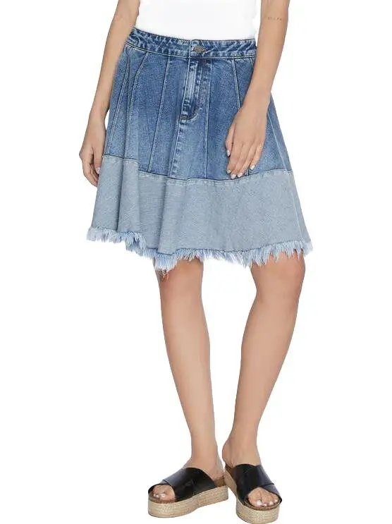 WASH LAB DENIM Two-tone Skirt - Prep Blue Light