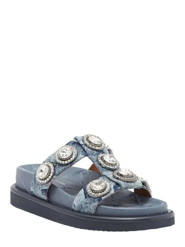 Kurt Geiger Orson Crystal Slide Sandal - Navy