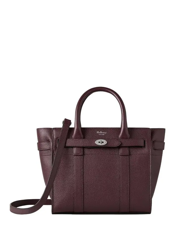 Mulberry Mini Zipped Bayswater Leather Tote - Black Cherry