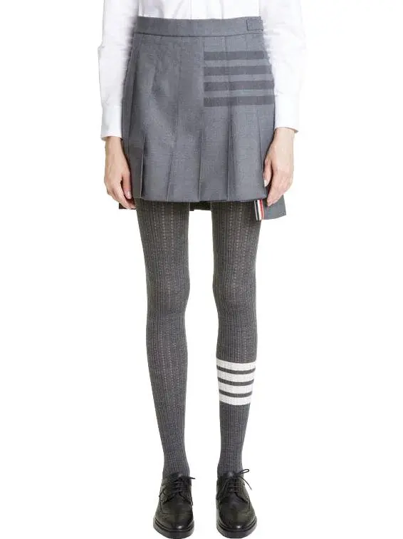 Thom Browne Wool-blend Pleated Miniskirt - Medium Grey