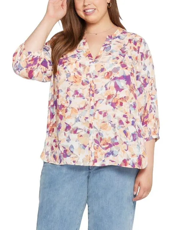 NYDJ Semisheer Pintuck Blouse - Fallen Leaf